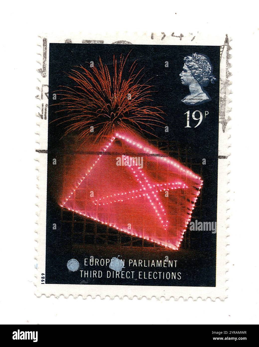 A vintage Christmas postage stamp from Great Britain featuring a cross ...