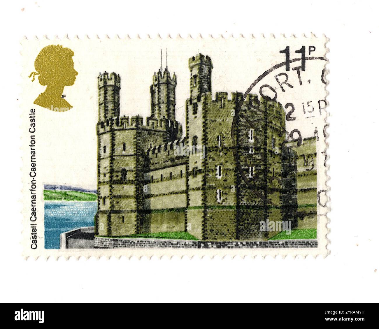 A vintage postage stamp from Great Britain featuring Caernarfon Castle ...