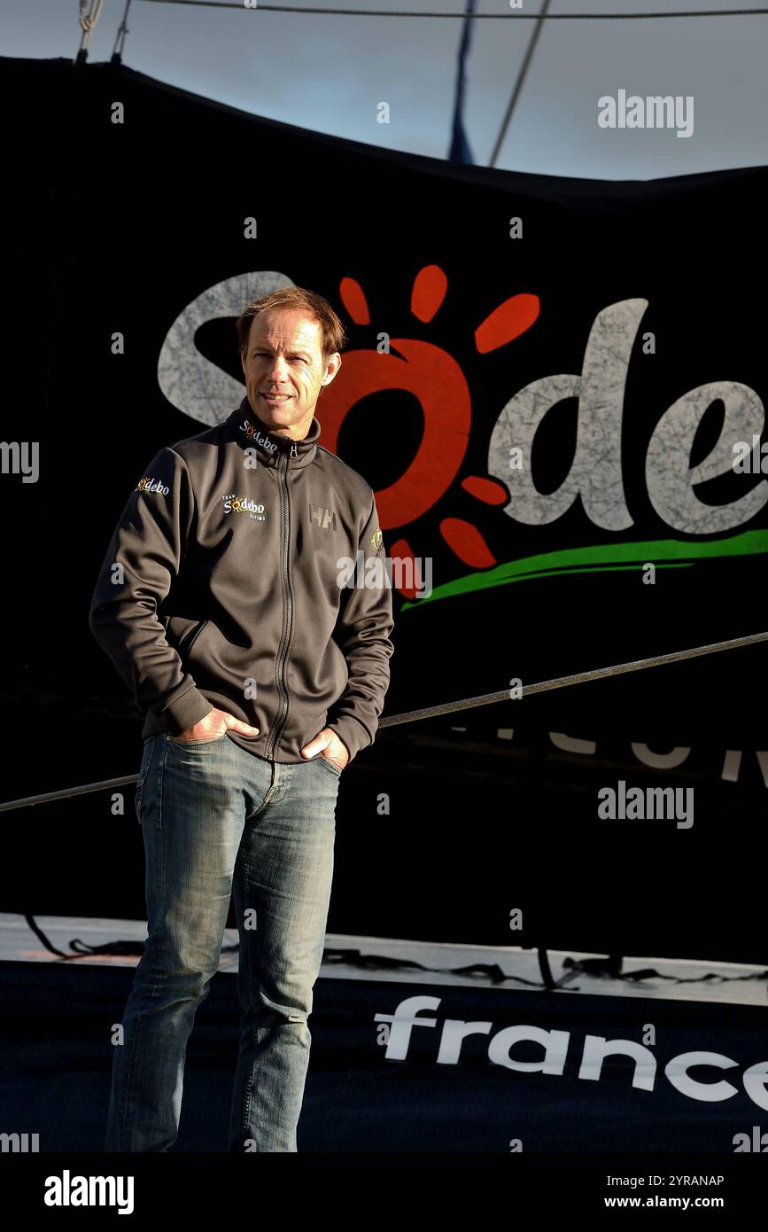 Solo race around world for giant ultim class trimarans hi-res stock ...