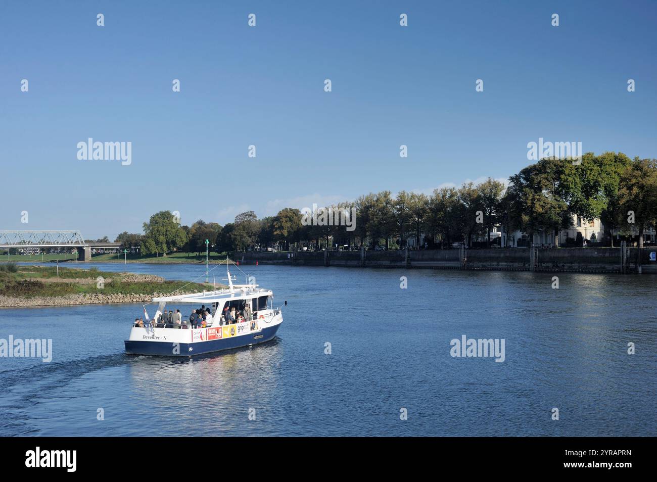 Electric solar powered ferry crossing the IJssel to Deventer Stock ...