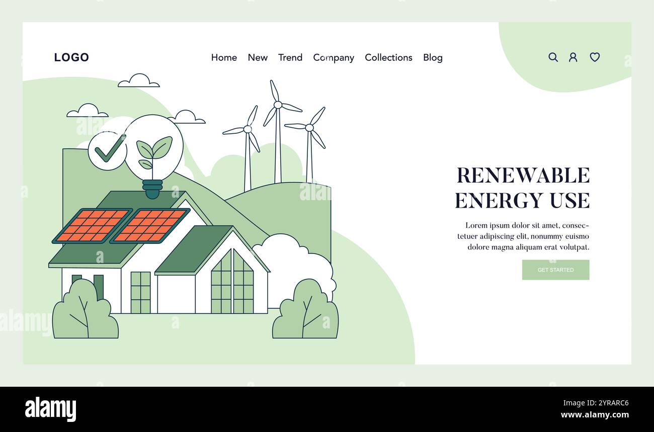 Renewable Energy Use concept. Sustainable living with solar panels and ...