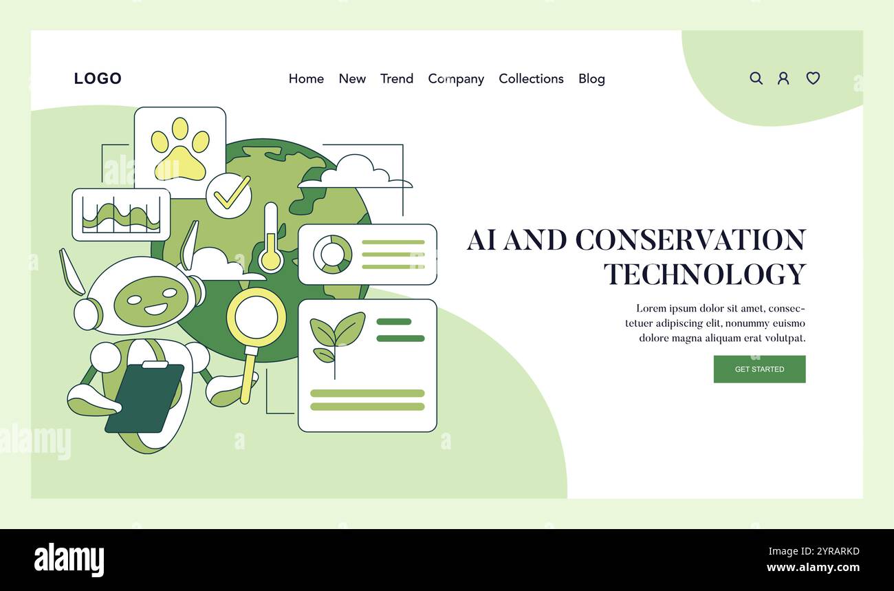 AI-powered ecosystem conservation concept. A robot analyzing ...