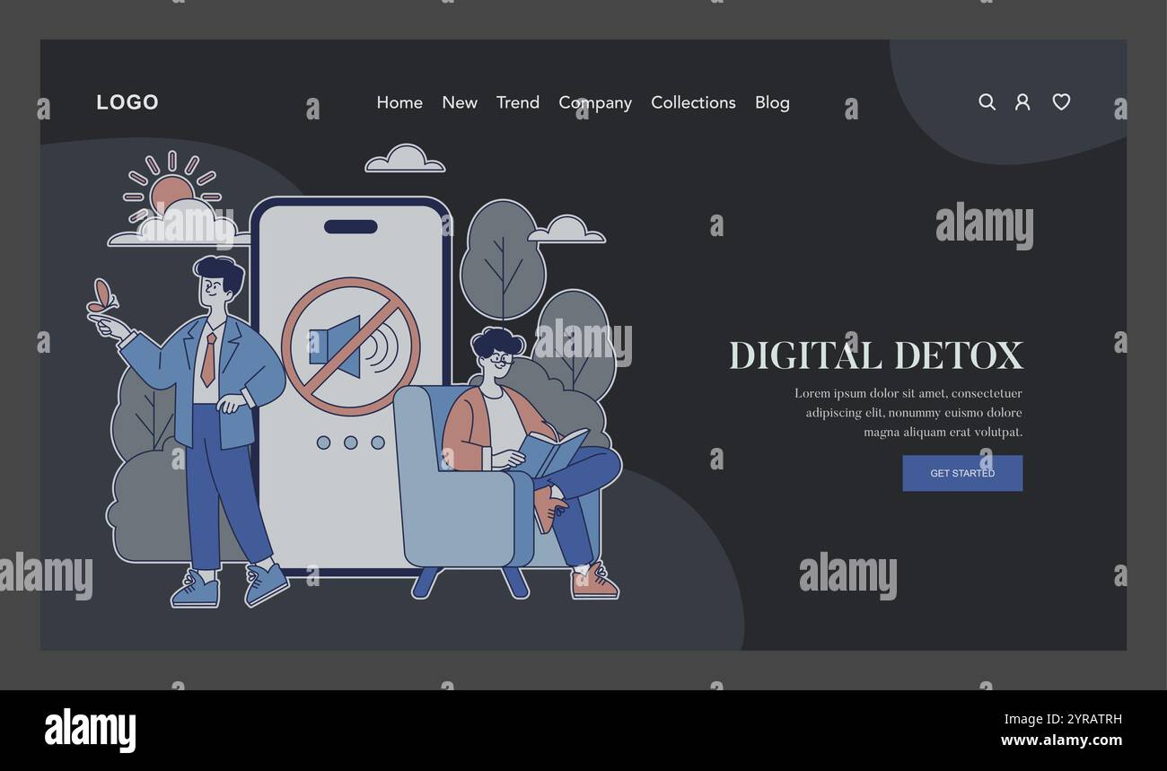 Digital Detox concept. Illustration of individuals embracing lifestyle ...