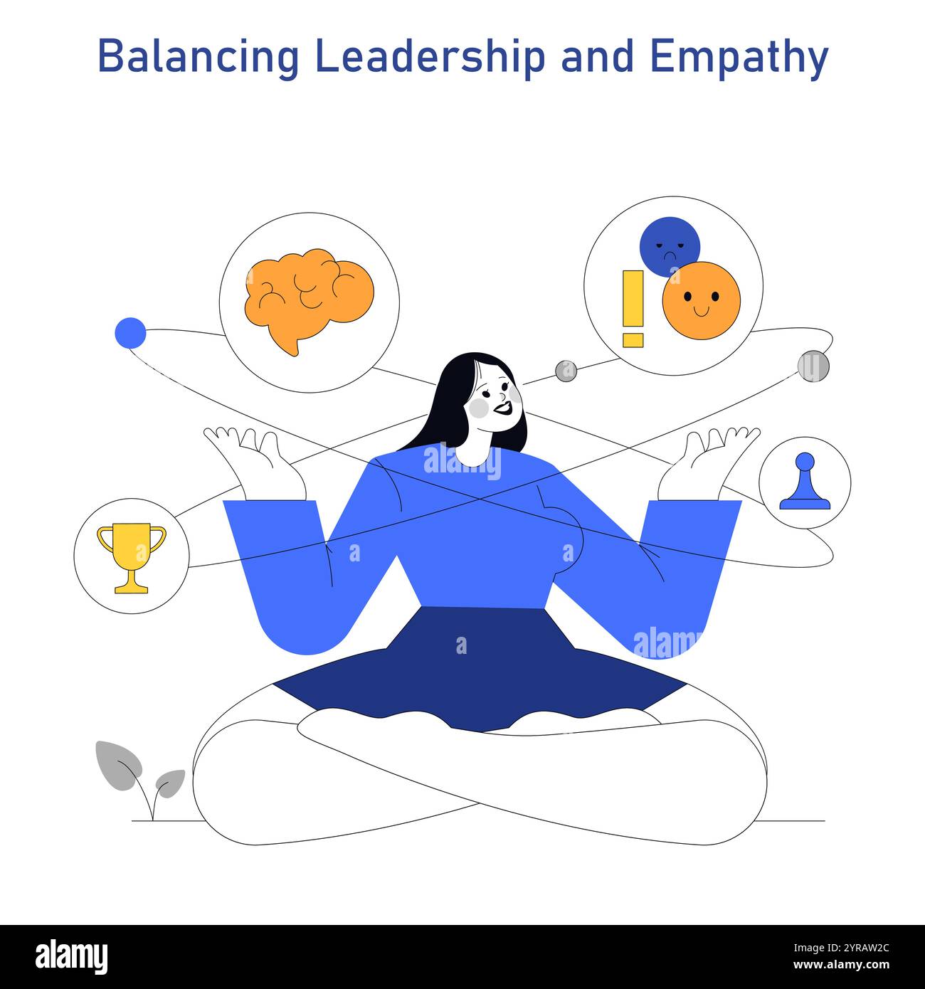 Women Leaders concept. Illustration of a female leader balancing ...