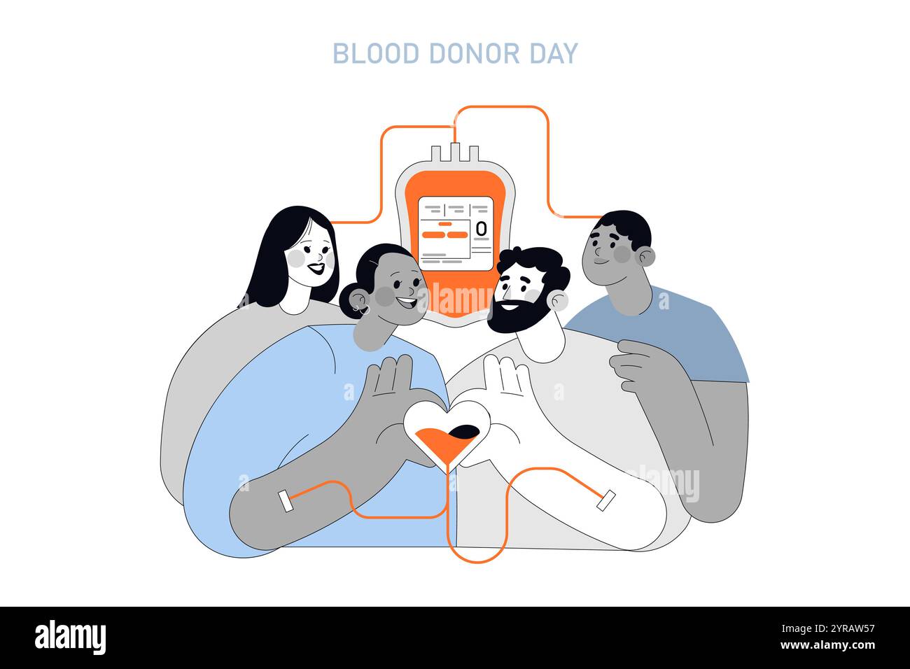 Blood Donor Day concept. Diverse people donating blood, showcasing ...