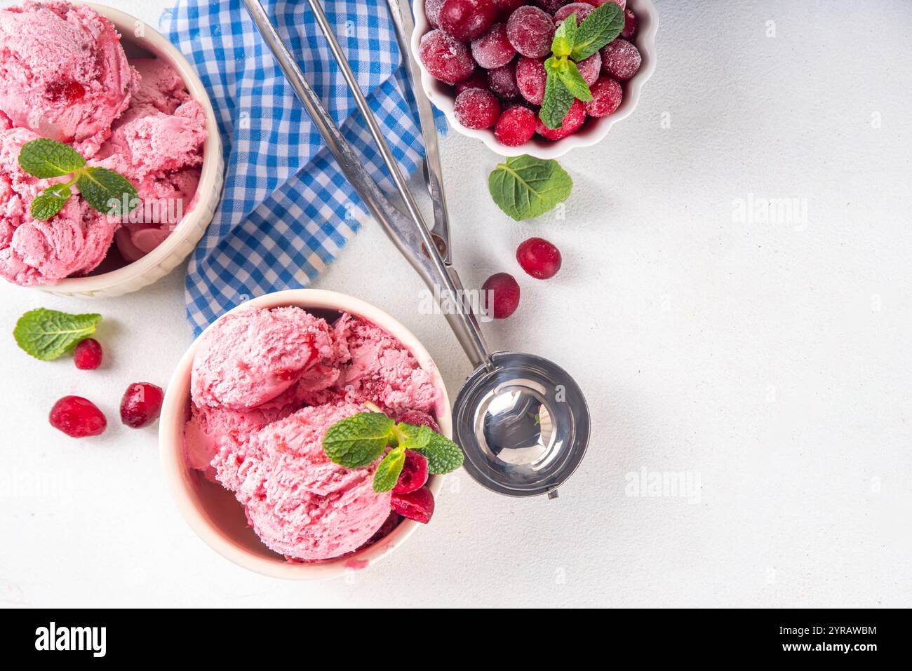 Homemade cranberry ice cream, creamy winter berry gelato with fresh ...