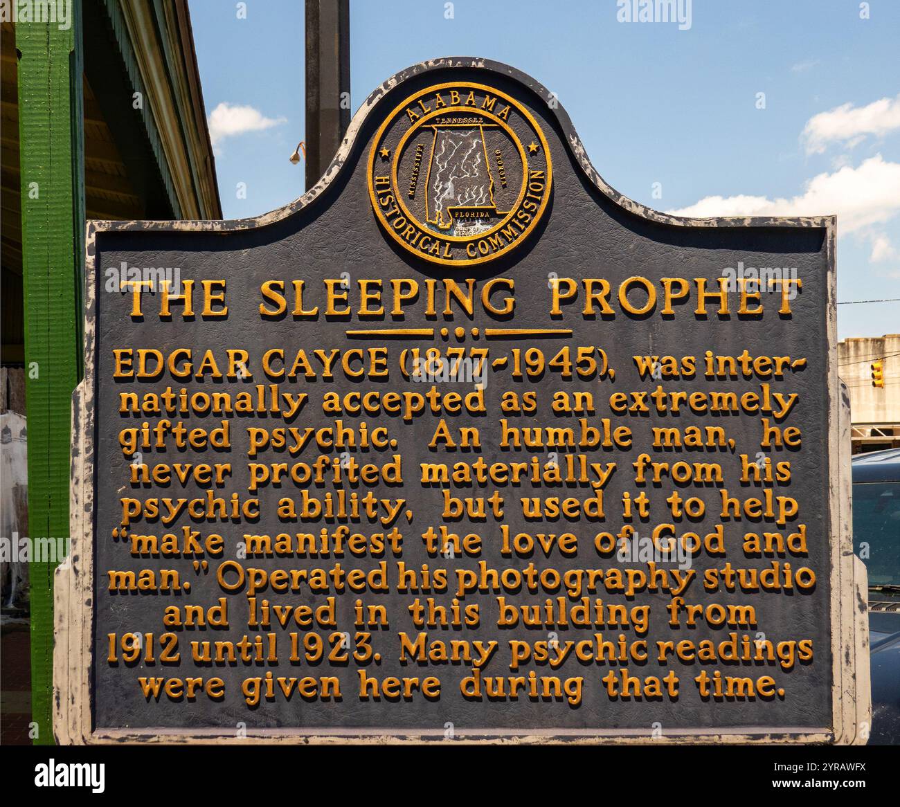 the sleeping prophet photography studio plaque in Selma Alabama Stock ...