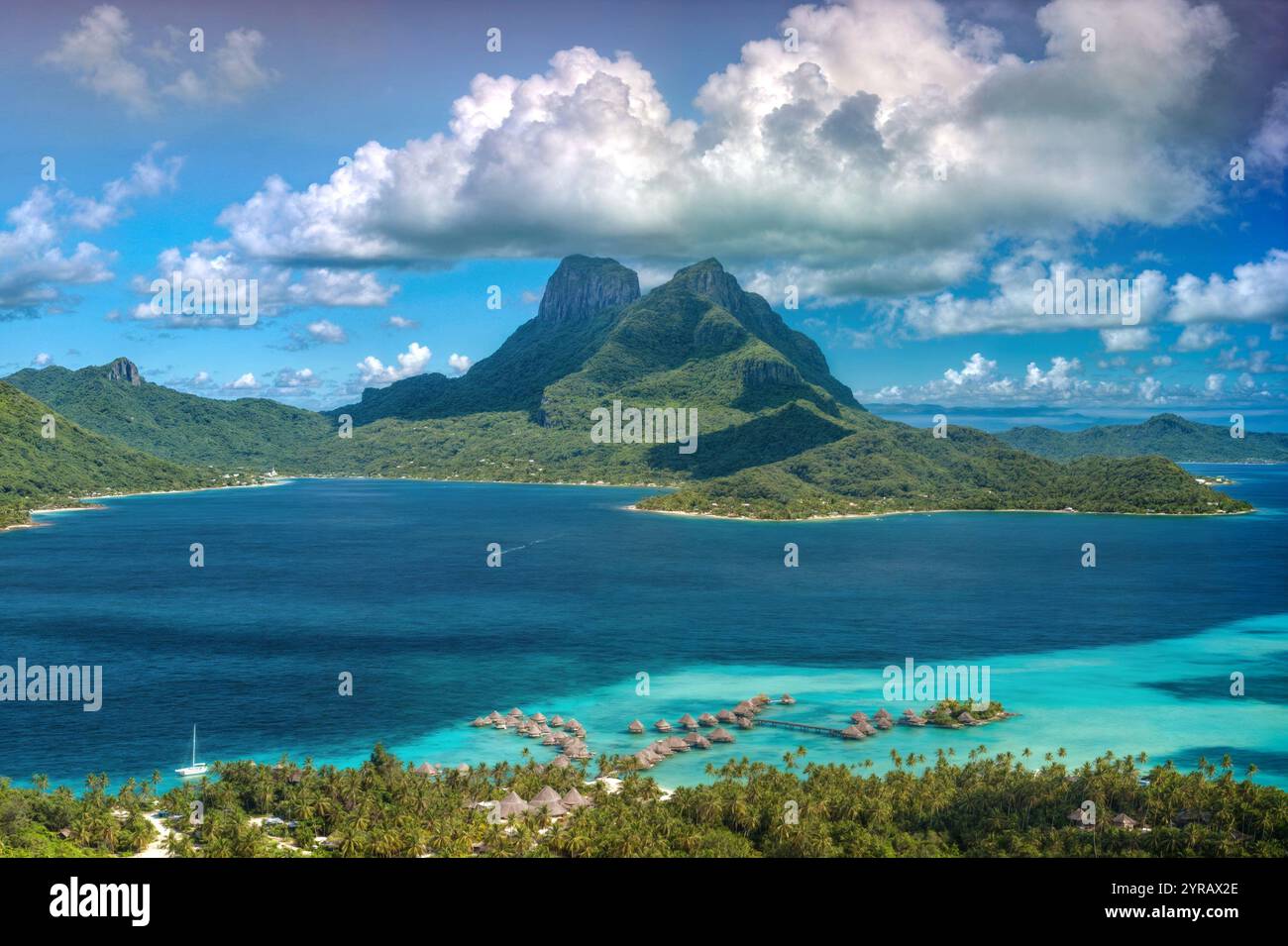 Aerial view of Bora Bora, French Polynesian island Stock Photo - Alamy