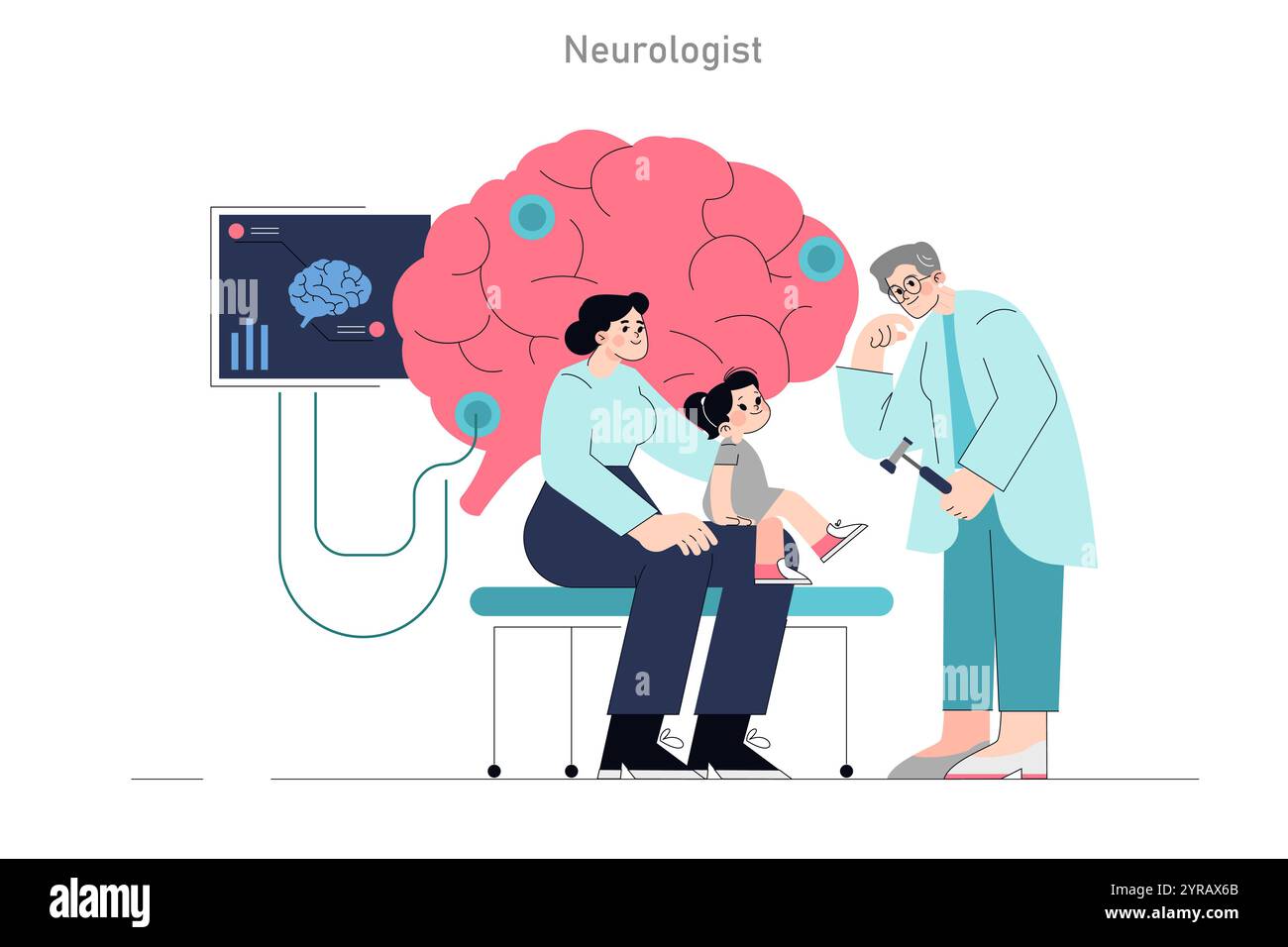 Pediatric Neurology Appointment concept. Child patient with mother ...