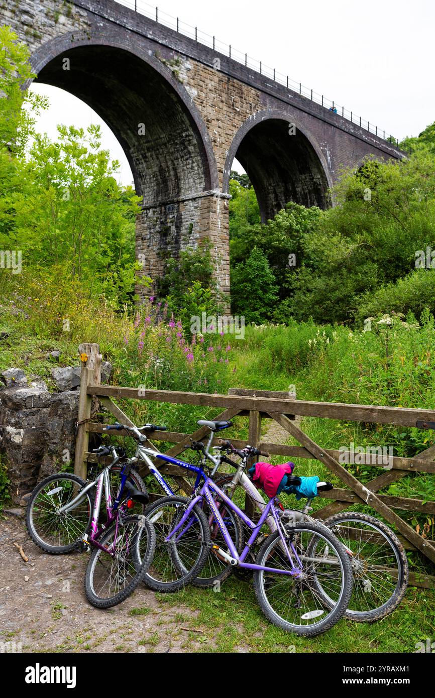 Bicycles parked near the Headstone Viaduct, part of the Monsal Trail ...