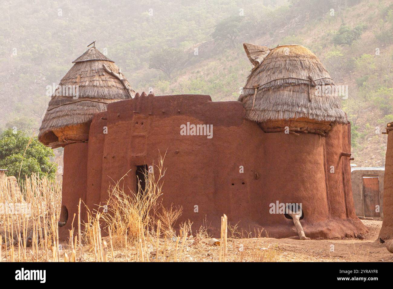 Traditional Clay House with Thatched Roof in a Rural Village in Togo ...