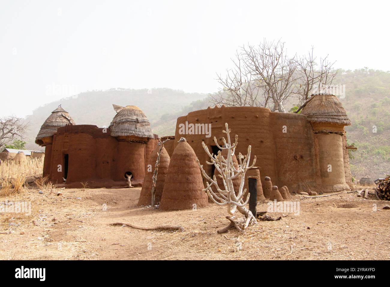 Traditional Clay Village Houses with Voodoo Altar in Rural Togo ...