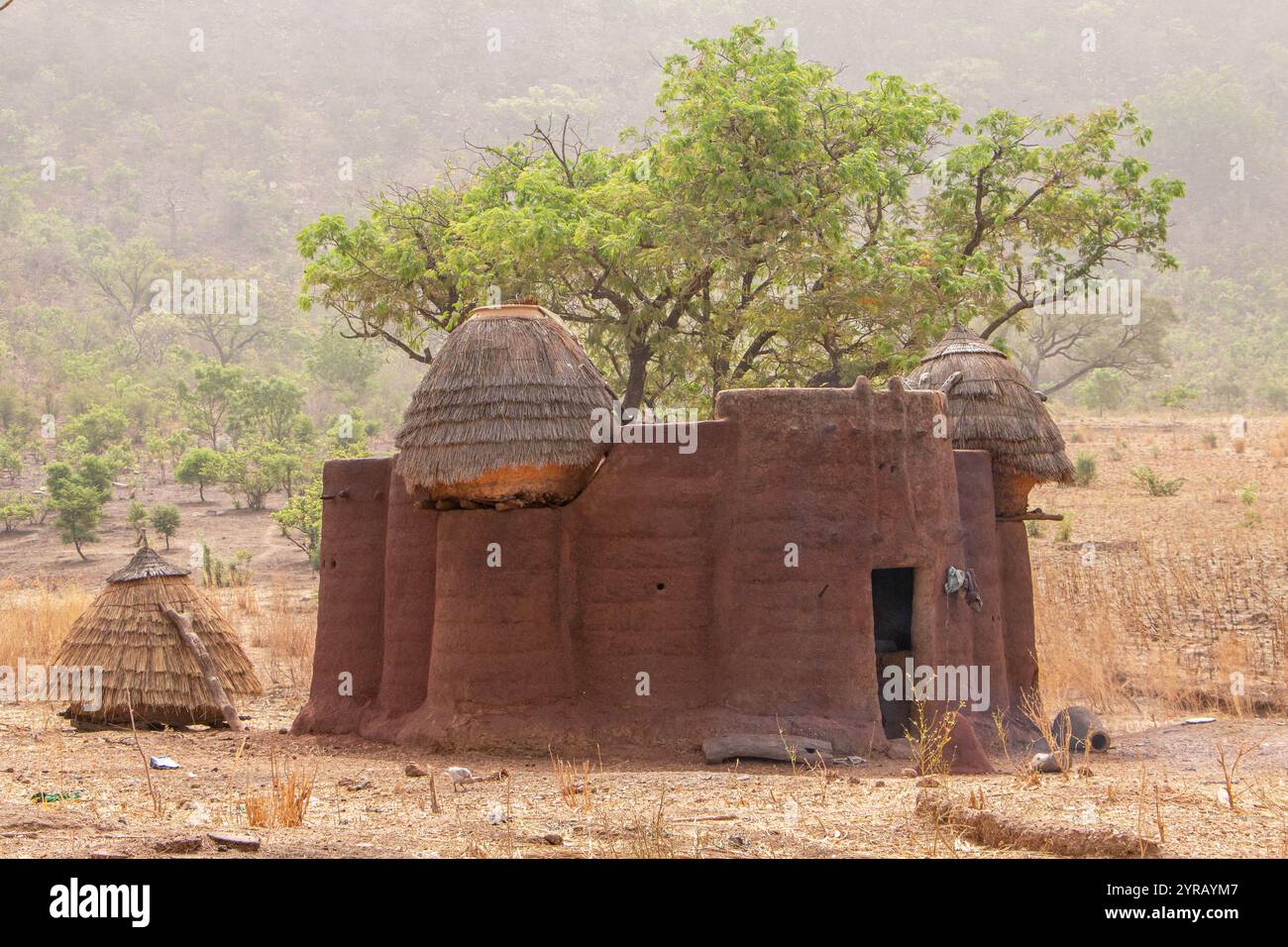 Traditional Clay House with Thatched Roof in a Rural Village in Togo ...