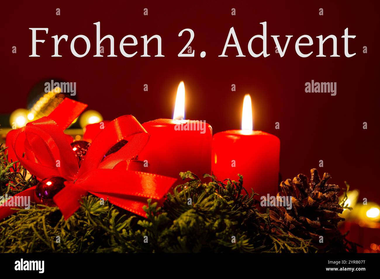 Adventsgrüße Zweiter Advent: Adventskranz mit Schriftzug FROHEN 2 ...