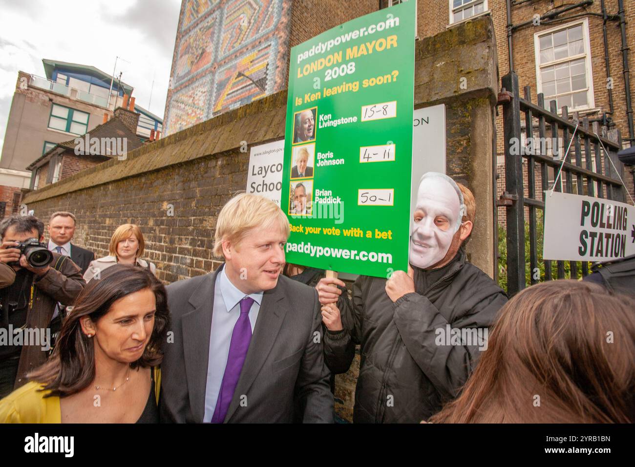 Boris Johnson with his then wife, Marina Wheeler campaign for Mayor of ...