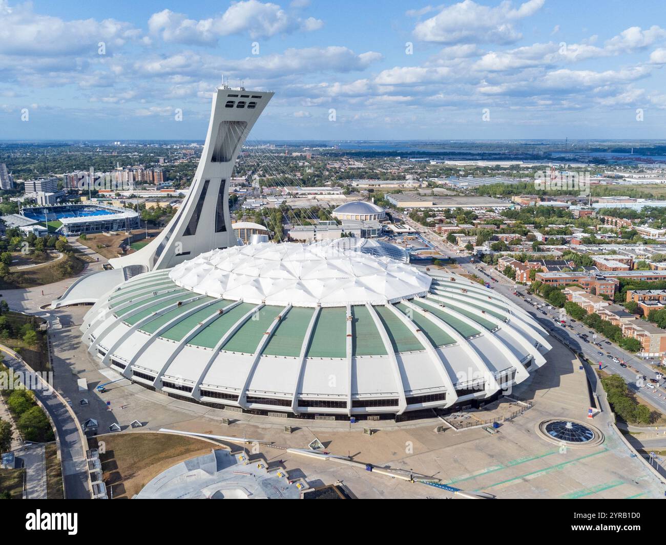 Aerial view of the Montreal Olympic Stadium (The Big O). Montreal ...