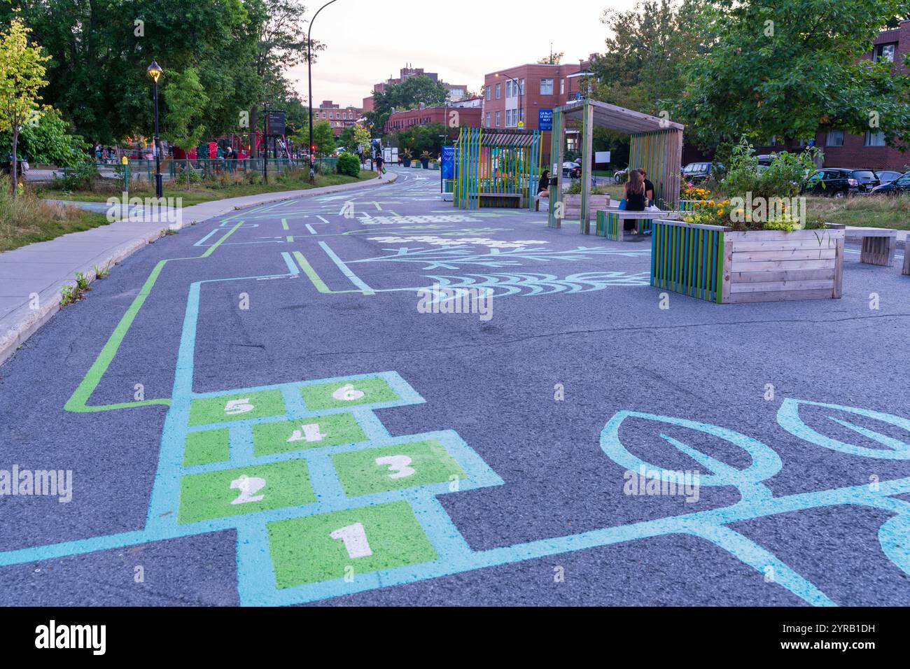 Promenade Jean-Brillant pedestrian shared street. Montreal, Quebec ...
