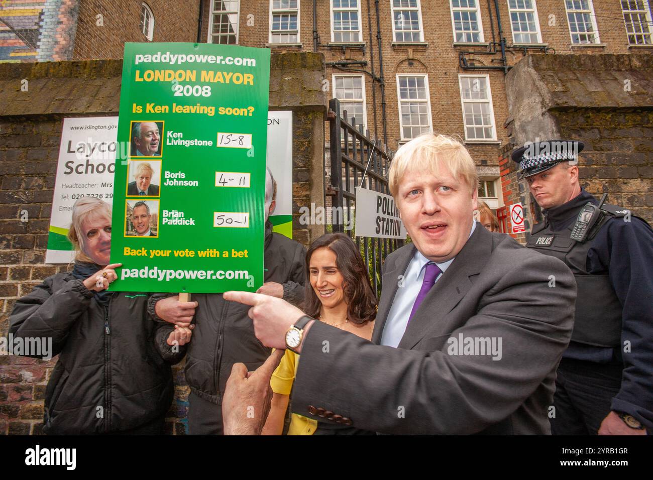 Boris Johnson with his then wife, Marina Wheeler campaign for Mayor of ...