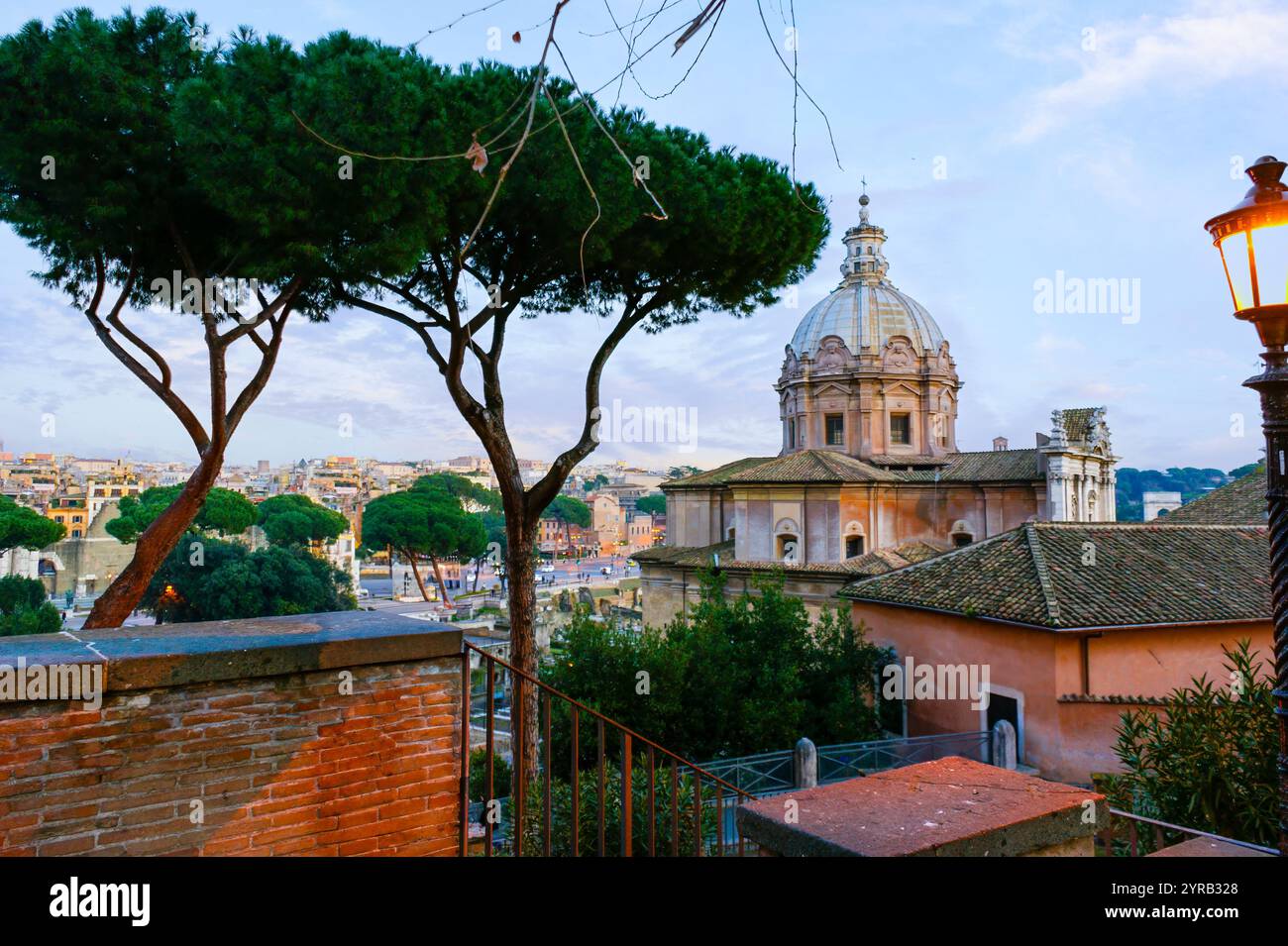 The view on the dome of Santi Luca e Martina and Roman Forum from ...