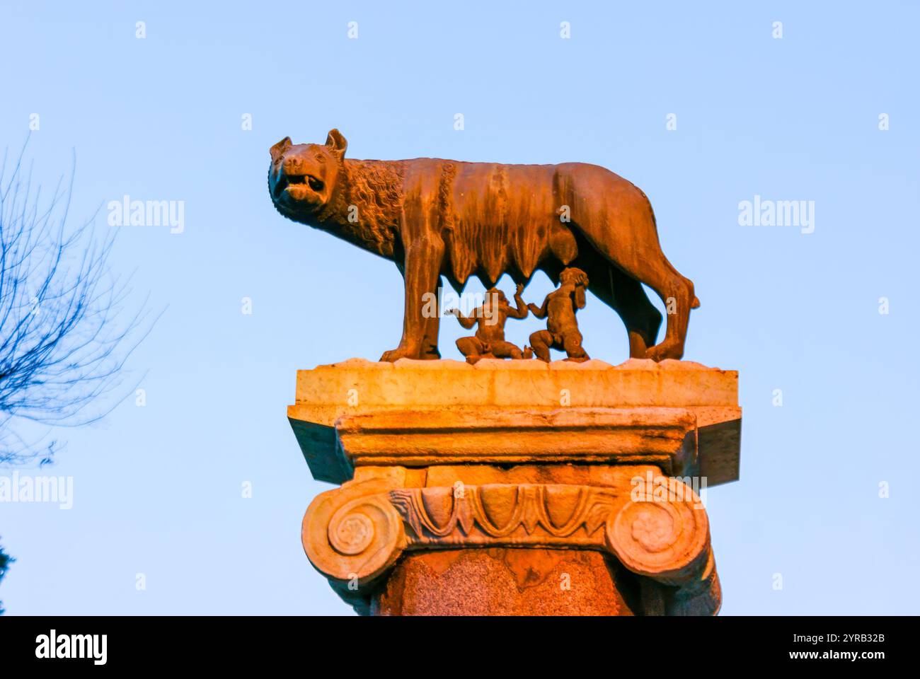 The bronze sculpture of Capitoline Wolf, the scene from the legend of ...