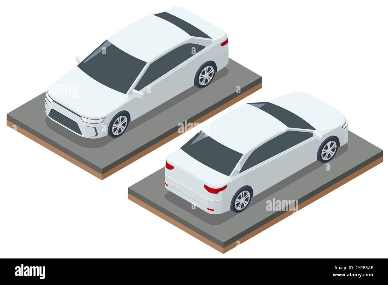 Isometric Car Sedan. Auto low Car vector template on white background ...