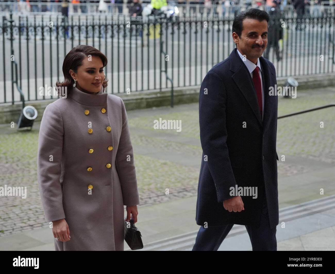 The Emir of Qatar Sheikh Tamim bin Hamad Al Thani and his wife Sheikha Jawaher arrive for a tour ...