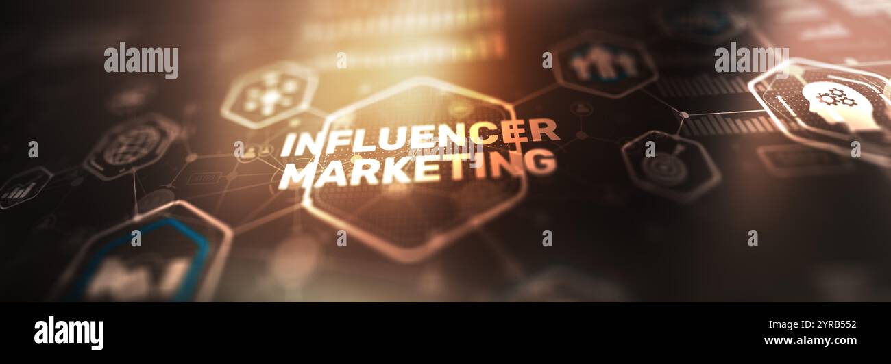 Influencer marketing concept. Promotion of goods or services through ...