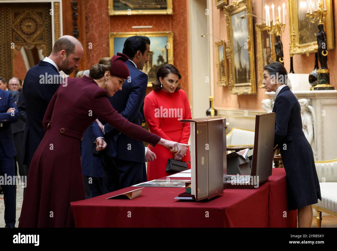 The Prince and Princess of Wales with the Emir of Qatar Sheikh Tamim ...