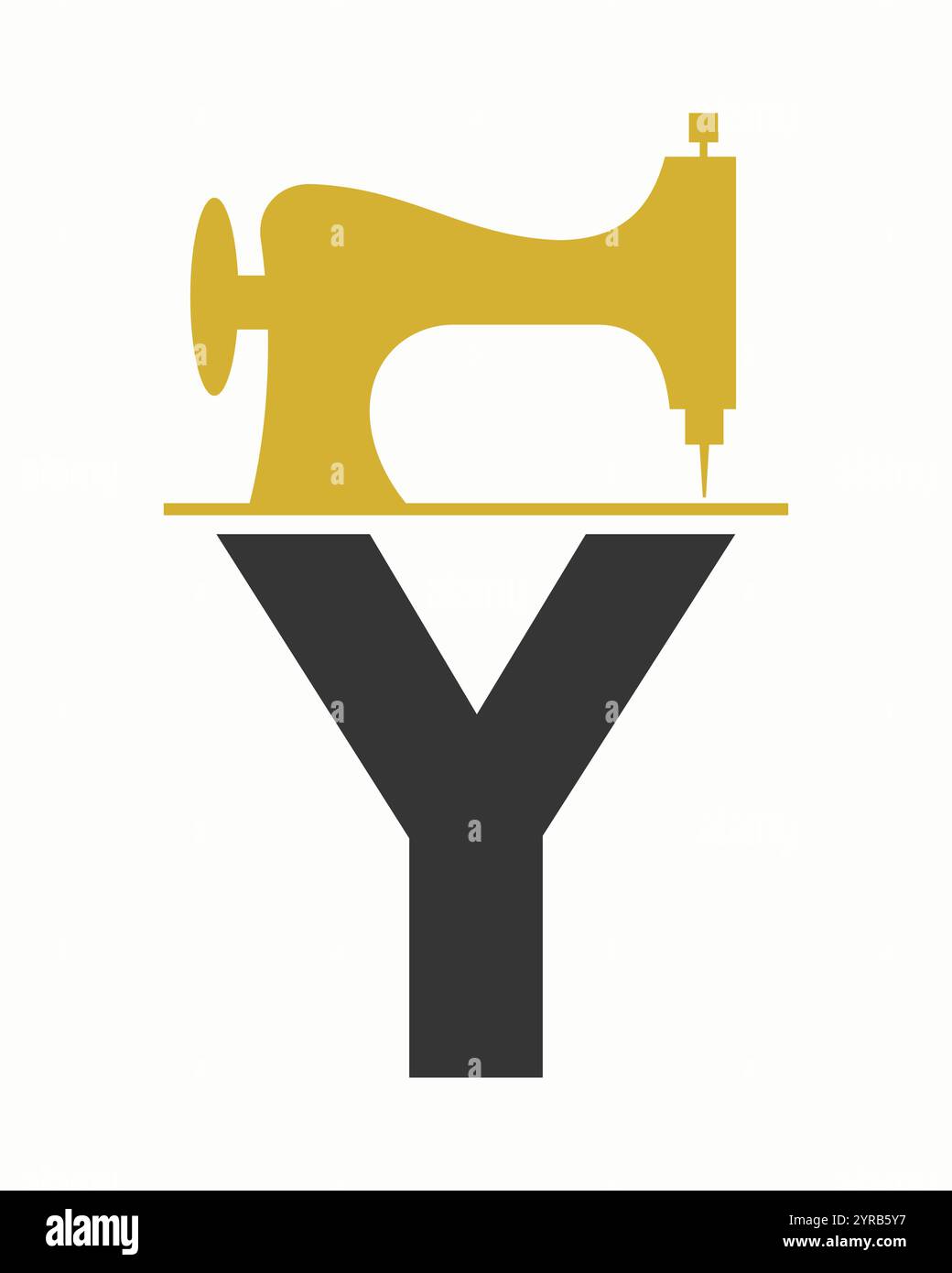 Initial Letter Y Tailor Logo Design with Tailoring Machine Symbol ...