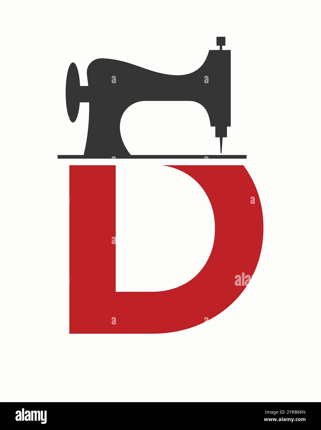 Initial Letter D Tailor Logo Design with Tailoring Machine Symbol ...