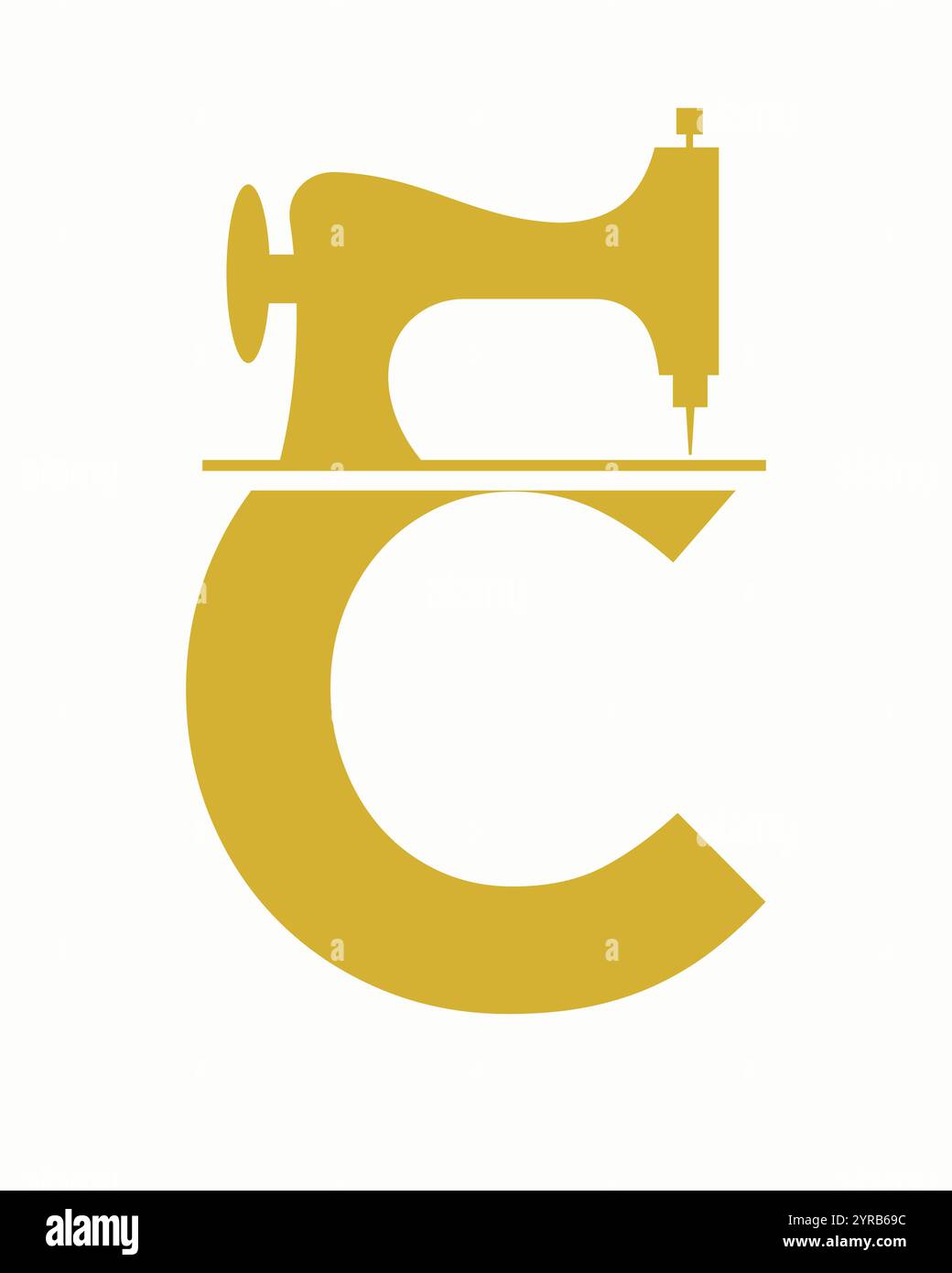 Initial Letter C Tailor Logo Design with Tailoring Machine Symbol ...