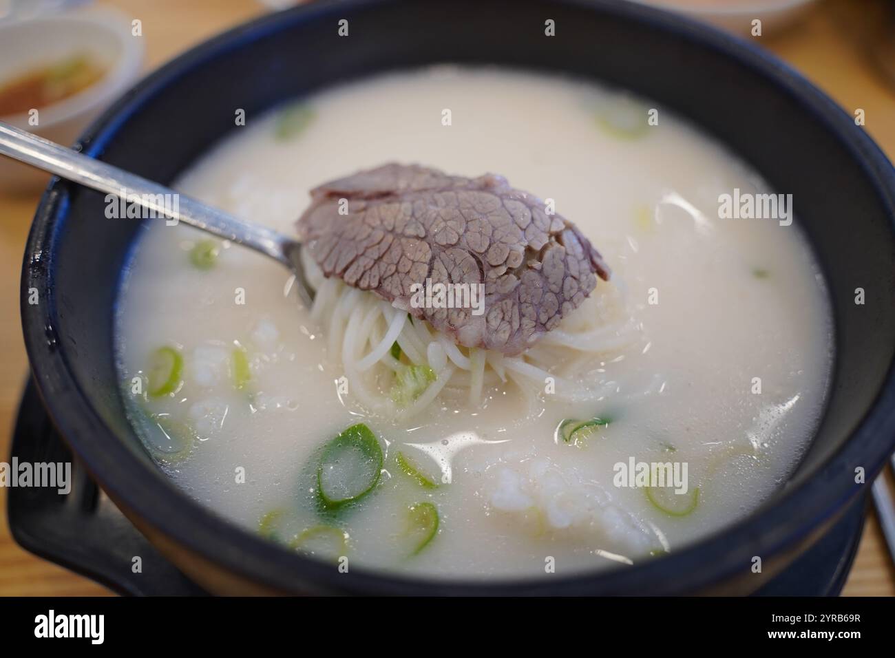 ox bone soup is a traditional Korean food made by boiling beef bones ...