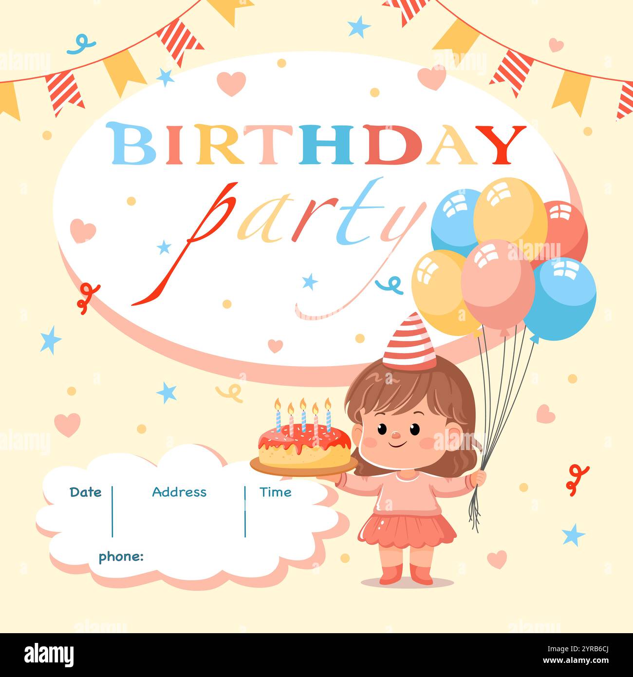 Cute girl celebrating birthday Stock Vector Images - Alamy