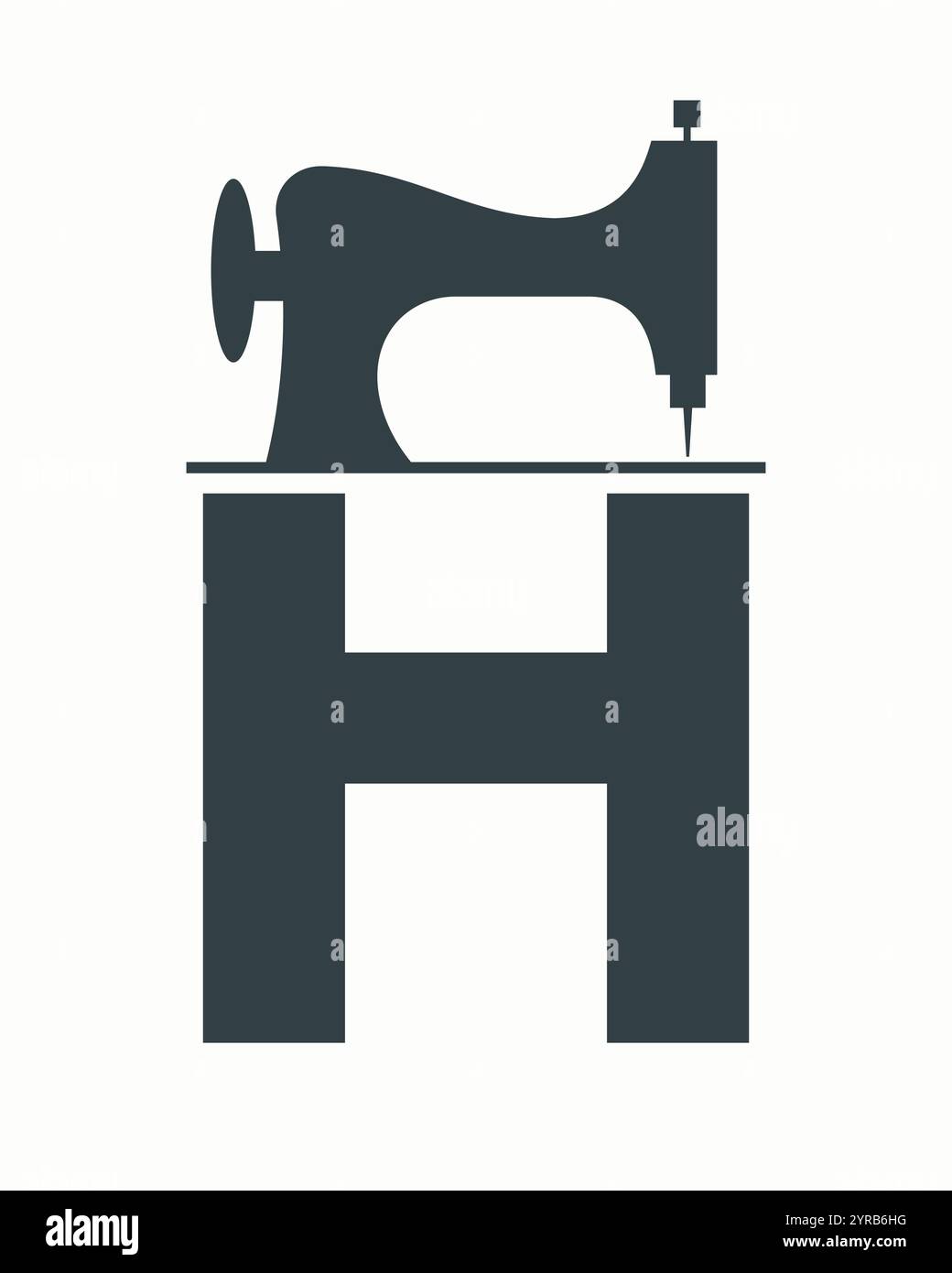 Initial Letter H Tailor Logo Design with Tailoring Machine Symbol ...