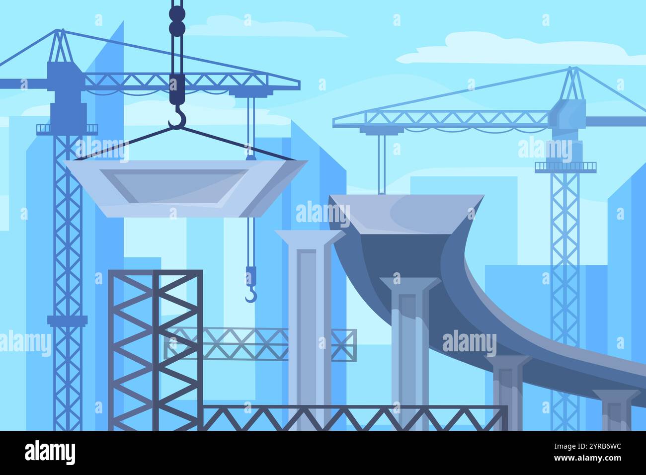 Bridge construction process. Bridges pont constructing, bridgework ...