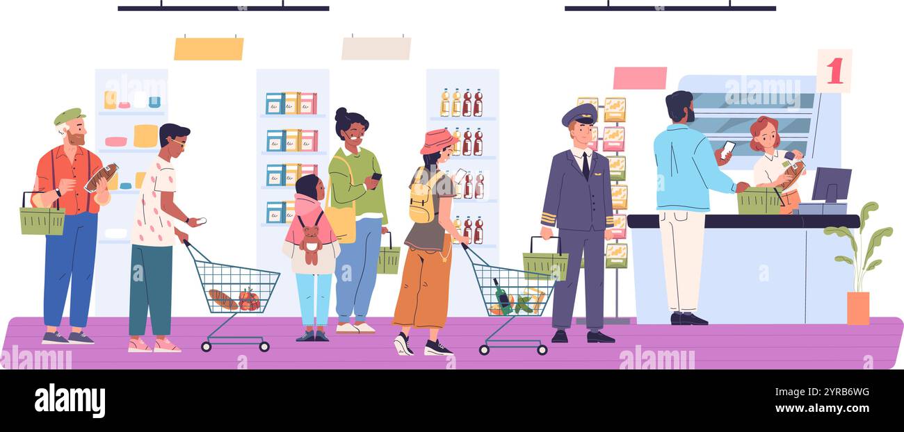 Queue at supermarket counter hi-res stock photography and images - Alamy