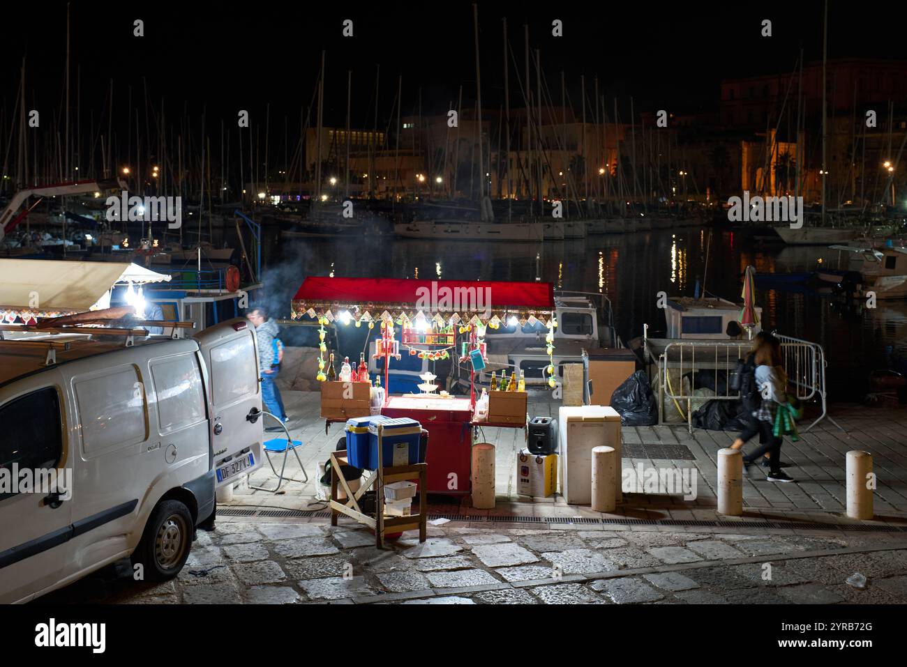 Port of Palermo at night, Italy Stock Photo - Alamy