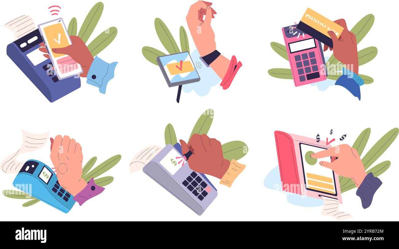 Hand woman paying contactless credit Stock Vector Images - Alamy