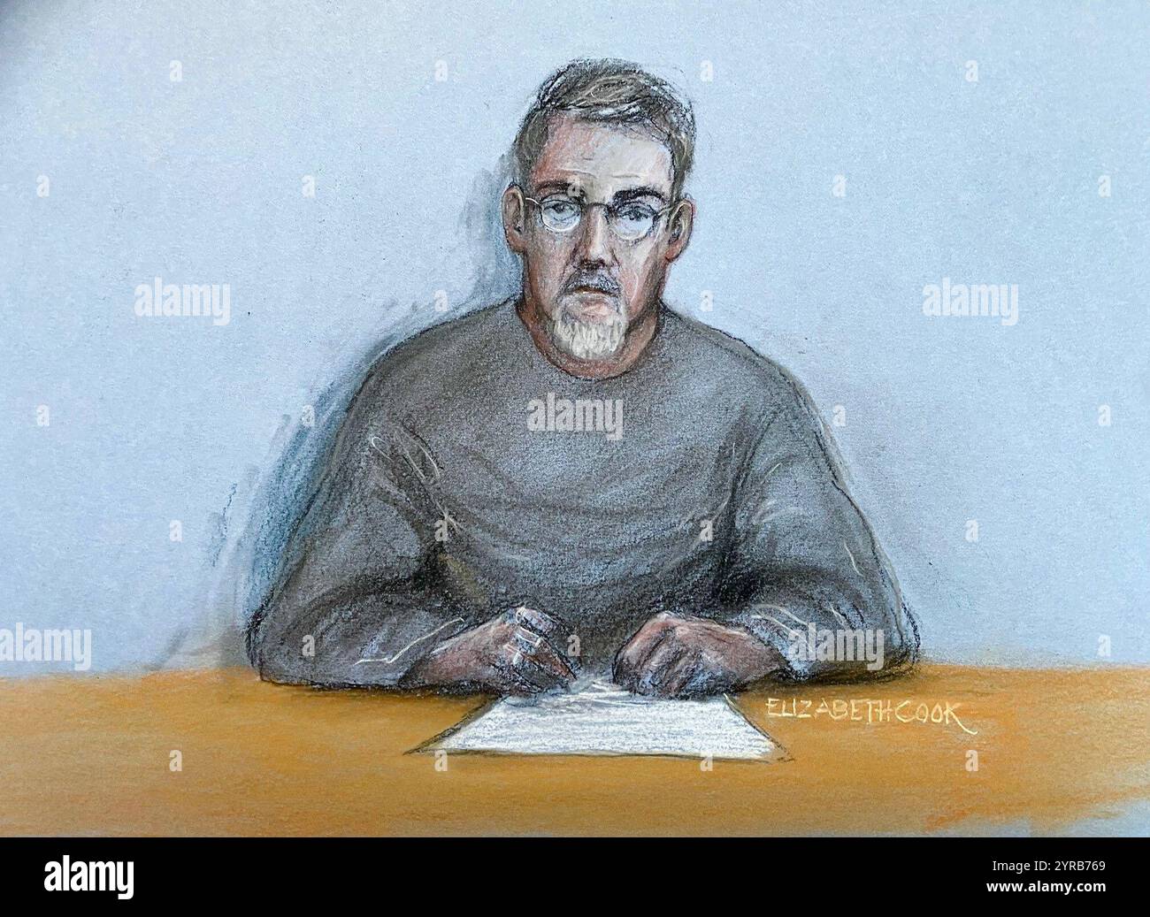 Court artist drawing by Elizabeth Cook of Daniel Andreas San Diego ...