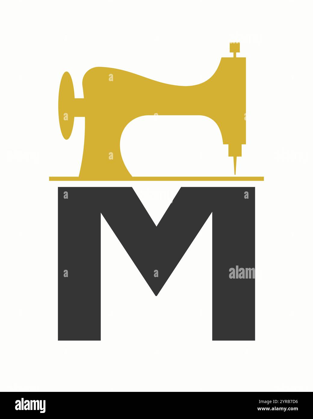 Initial Letter M Tailor Logo Design with Tailoring Machine Symbol ...