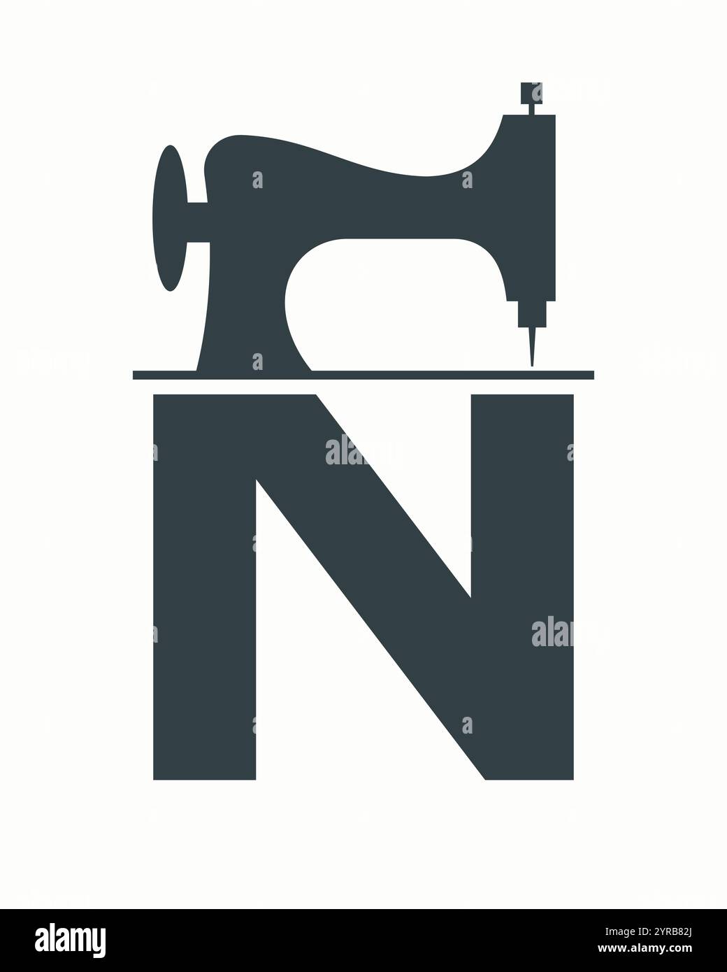 Initial Letter N Tailor Logo Design with Tailoring Machine Symbol ...