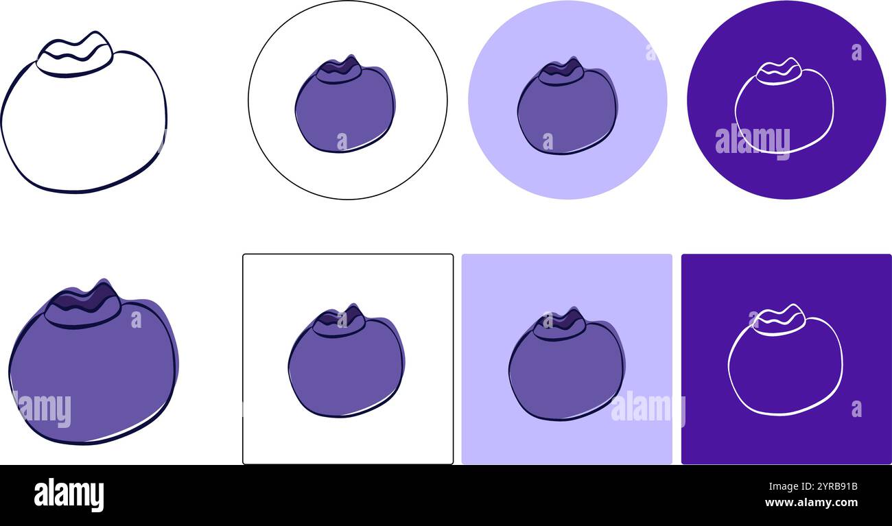 Blueberry Icon logo Set. Vector graphic line Illustration on ...