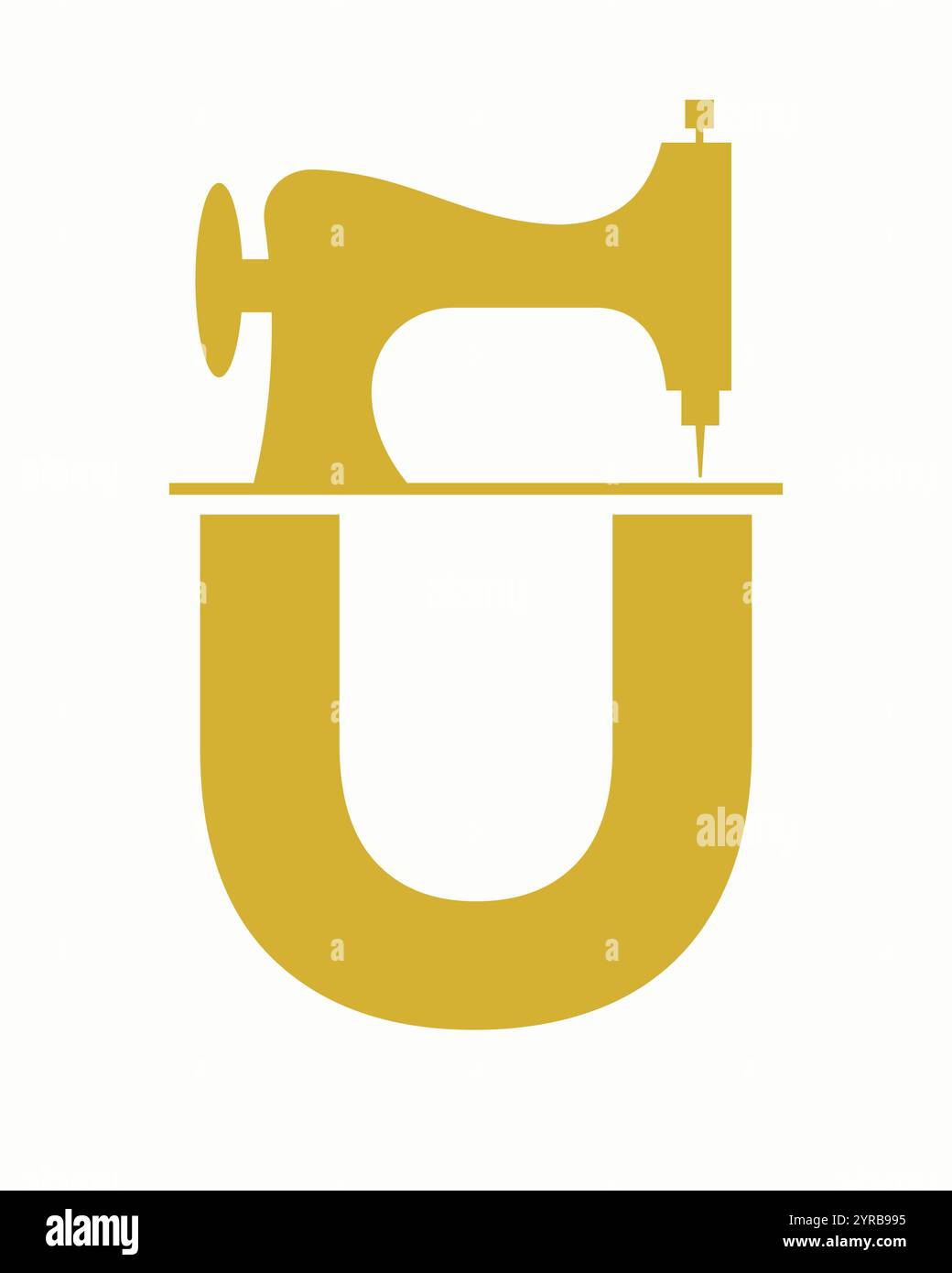 Initial Letter U Tailor Logo Design with Tailoring Machine Symbol ...