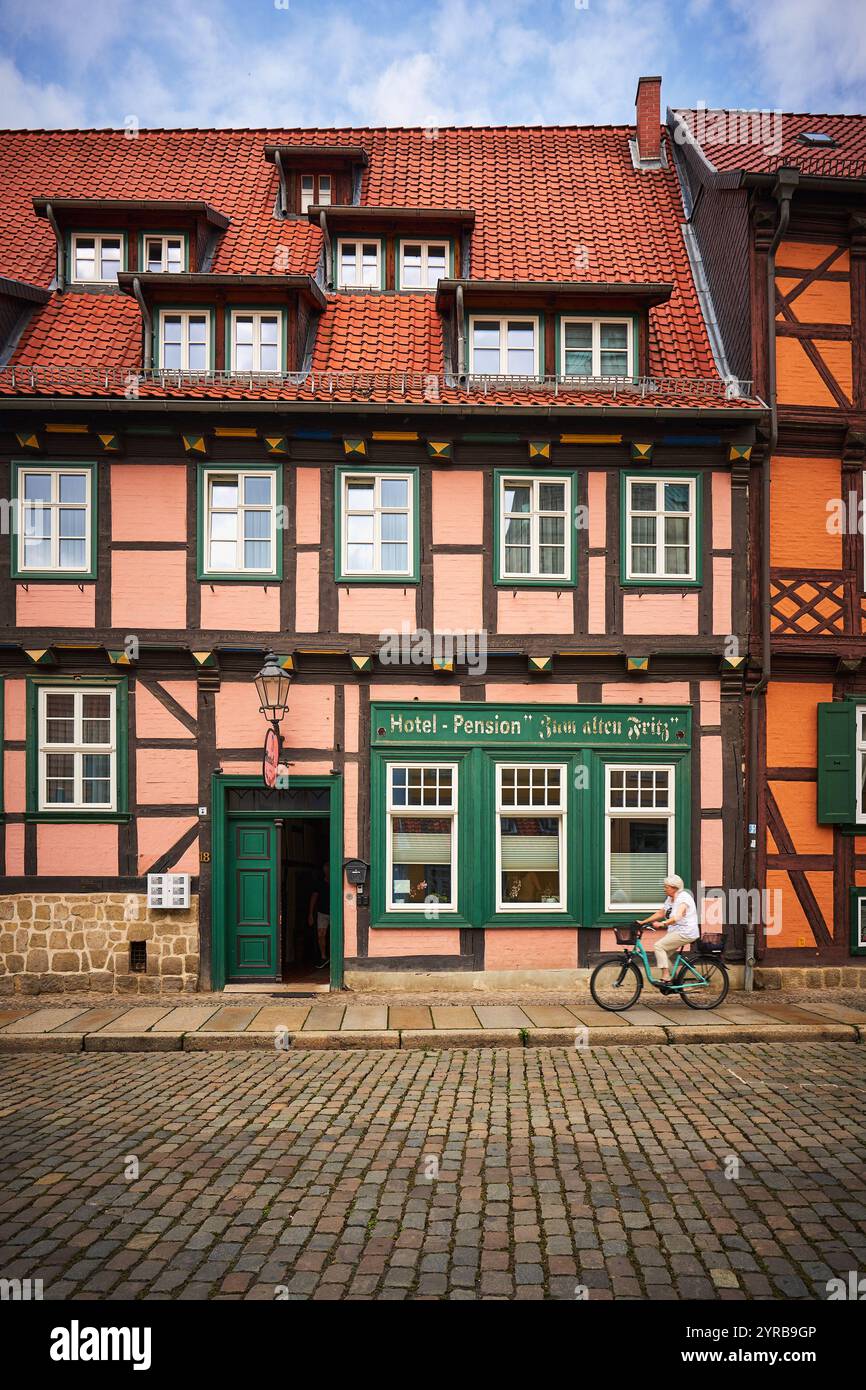 A charming historical building in Quedlinburg, Germany, featuring a mix ...