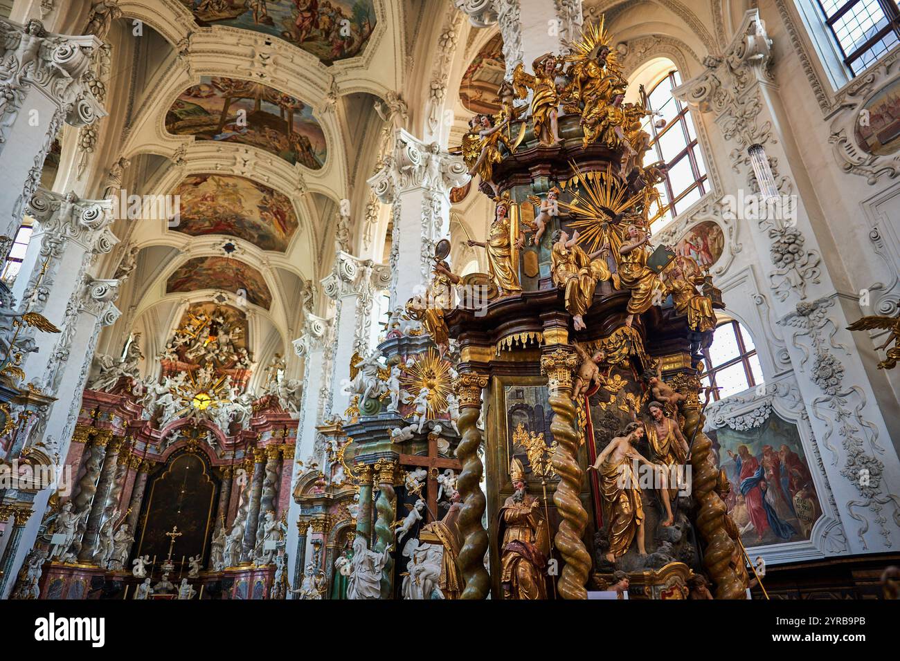An ornate interior of a church in Neuzelle featuring intricate ...