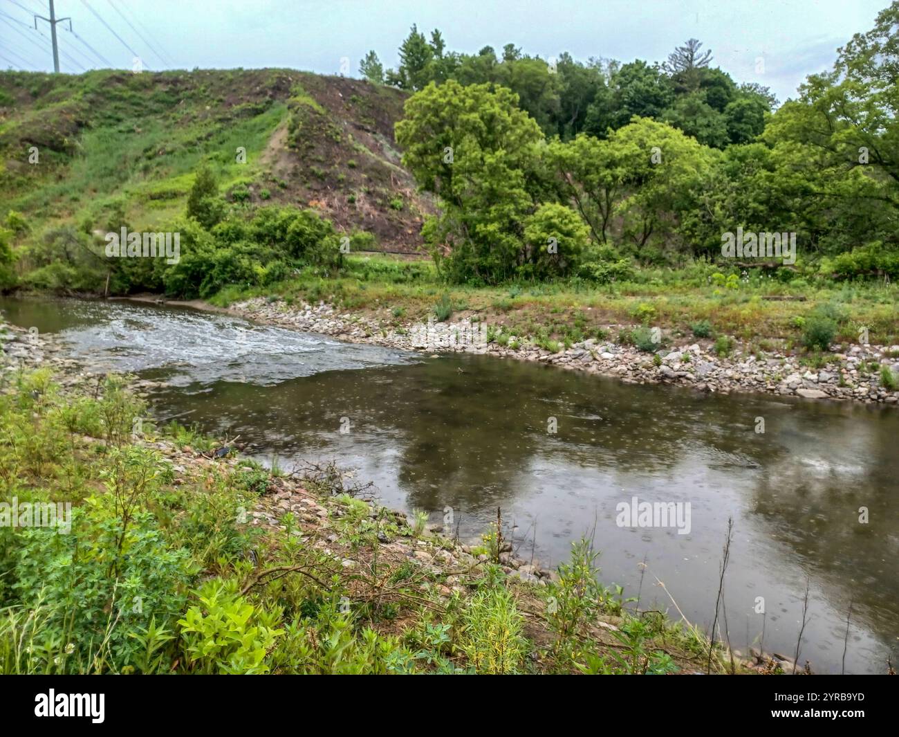 View at the small Creek at rainy day Stock Photo - Alamy