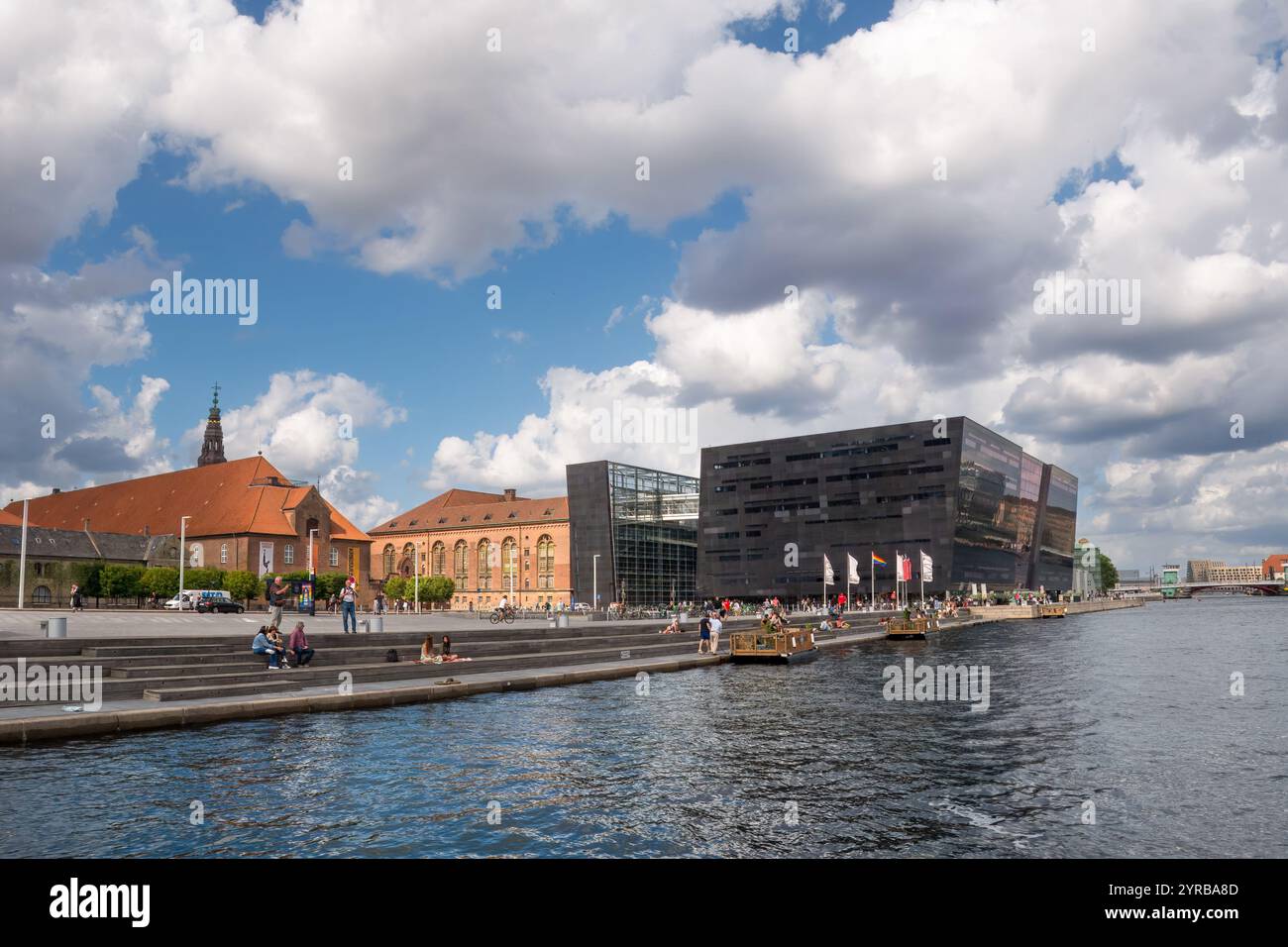 Black Diamond waterfront library building alongside Kierkegaard Plads ...