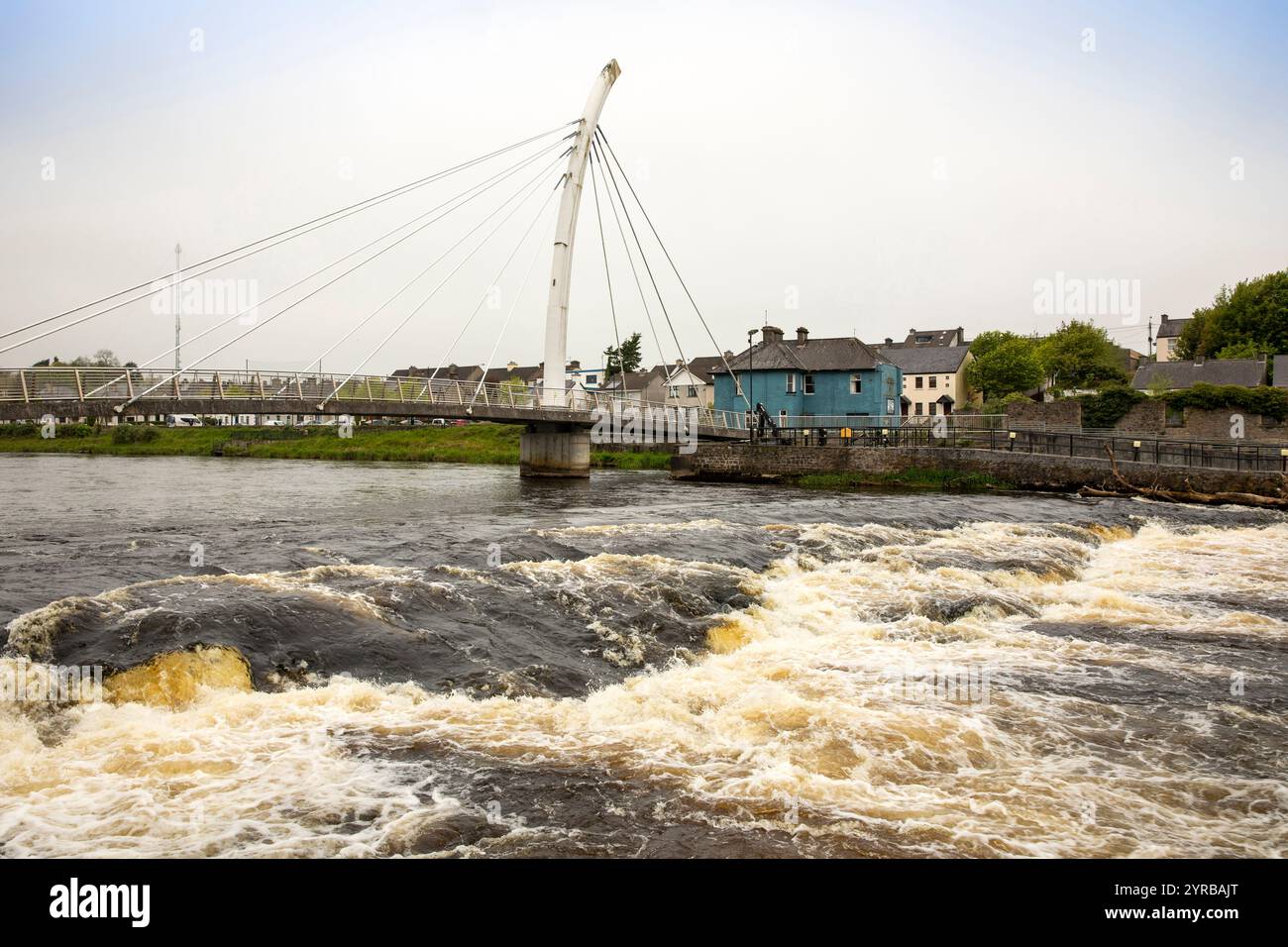 Ireland, County Mayo, Ballina, Ridge Pool Pedestrian Bridge over River ...