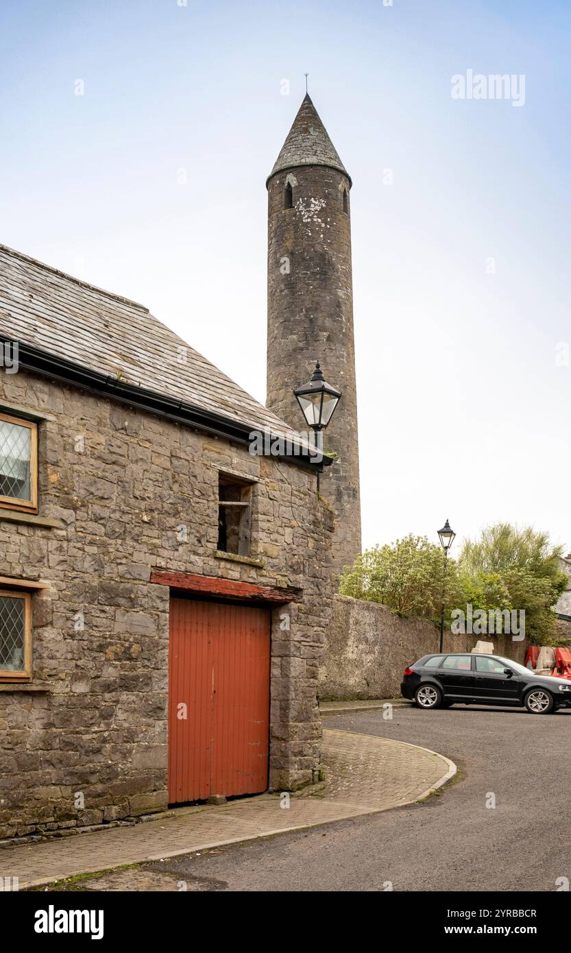 Ireland, County Mayo, Killila, Steeple Hill, historic Round Tower Stock ...