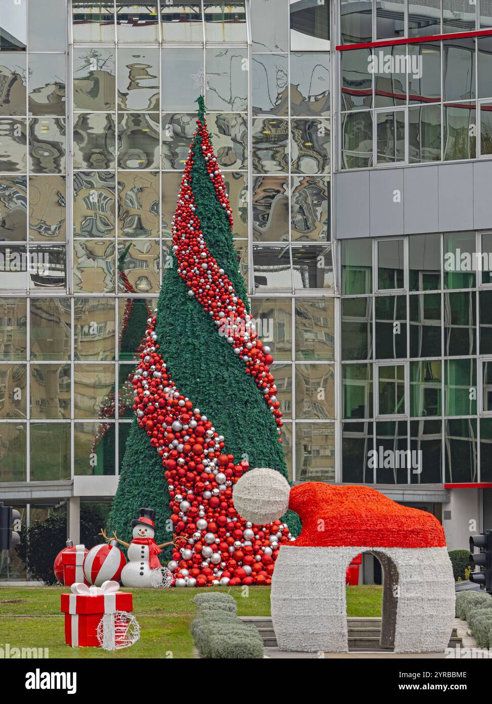 Large Christmas Tree Decoration in Front of Corporate Building at ...